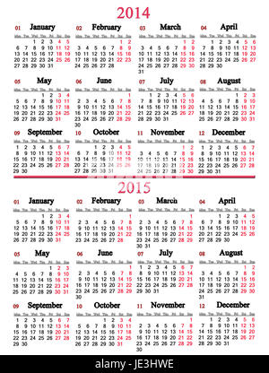 office calendar for 2014 - 2015 years on white background Stock Photo ...