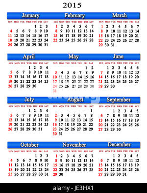 Monthly Calendar Of 2015 Year On Blackboard Stock Photo - Alamy