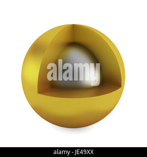 Cross section of sphere. 3d illustration on white background Stock ...