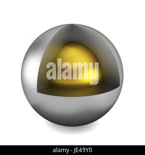 Cross section of sphere. 3d illustration on white background Stock ...