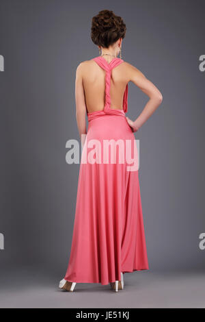 Rear View of Shapely Lady in Evening Gown Stock Photo - Alamy