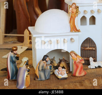 Palestinian nativity scene with holy family set in the middle east with ...