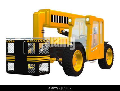 3D digital render of a telehandler isolated on white background Stock ...