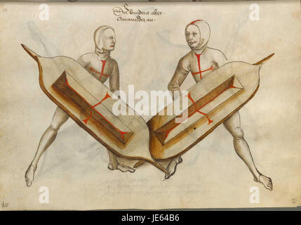 A page from the 'Fechtbuch' (Fencing Manual) by Talhoffer, illustrating ...