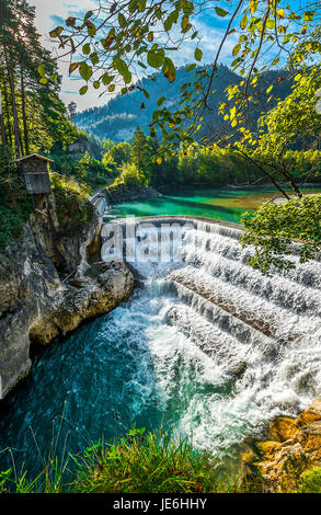 View of The Lechfall waterfall in Fussen, Bavaria, Southern Germany ...