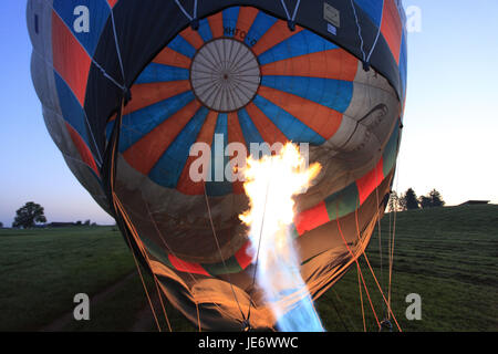 Construction of a hot-air balloon for a balloon ride in the foothills ...