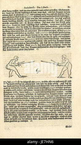 A medieval manuscript, 'De Fechten' by Fabri, depicting various combat techniques and martial ...