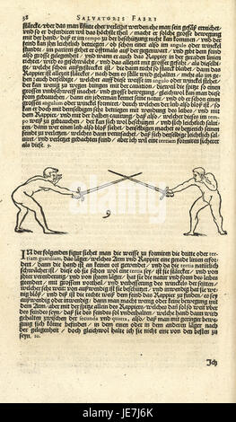 A medieval manuscript, 'De Fechten' by Fabri, depicting various combat ...