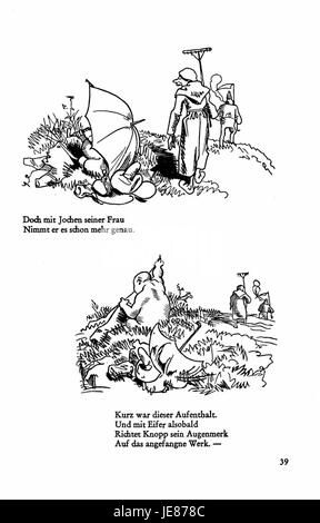 A page from the collected works of Wilhelm Busch, displaying his unique ...