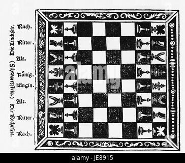 This image depicts a chessboard setup from the historical game 'De ...