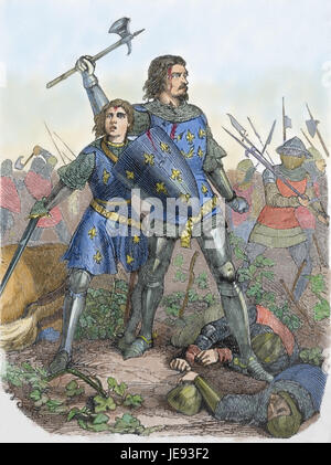 The surrender of King John II of France, Battle of Poitiers in 1356 ...
