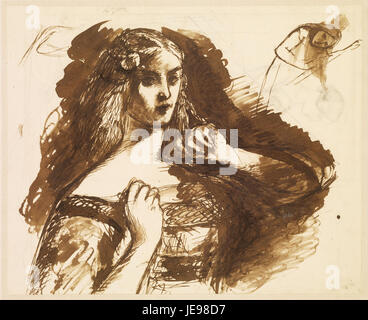 This is a sketch by Dante Gabriel Rossetti, depicting the Virgin Mary ...