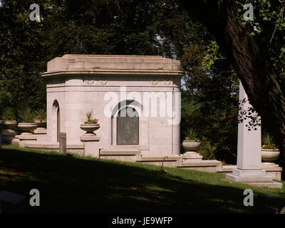 The photograph depicts Homewood Cemetery in Pittsburgh, Pennsylvania ...