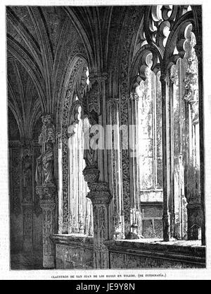 A fine example of cloister architecture with Gothic arches and thin ...