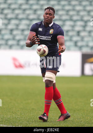 British and Irish Lions' Maro Itoje wins a line-out during the Qatar ...