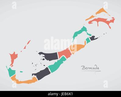 Map of Bermuda with regions. Just a simple country border map with ...