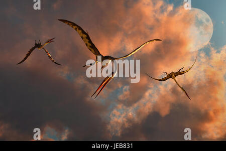 A Flock Of Quetzalcoatlus In Flight Stock Photo - Alamy