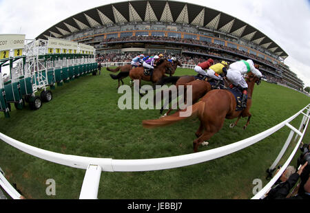 Runners and riders break from the stalls at the start of the Copper ...
