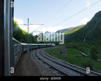 The Flam Railway, from Myrdal station on the Bergen Railway to Flam station in Aurlandfjord ...