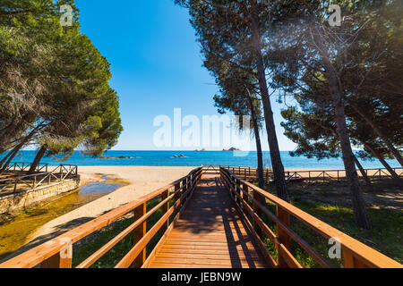 wooden boardwalk in Santa Maria Navarrese, Sardinia Stock Photo - Alamy