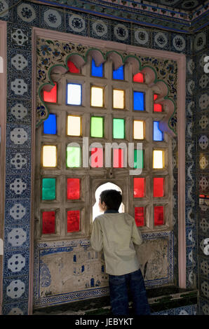 Interior of Chini Mahal ; City palace ; Udaipur; Rajasthan ; India ...