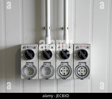 Industrial electrical outlets, three-phase current Stock Photo - Alamy