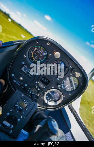 Cockpit od the saiplane, sailplane inside Stock Photo - Alamy