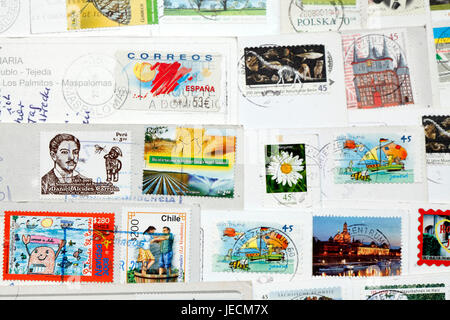 Poststamps on Postcards Stock Photo - Alamy