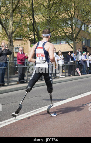 England, London, London marathon, marathon runner, back view, town ...