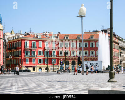 People on Place Massena - main historic and famous city square in Nice ...
