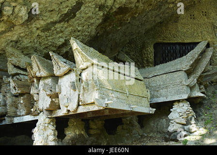Lemo (Tana Toraja, South Sulawesi, Indonesia), burial site with coffins ...