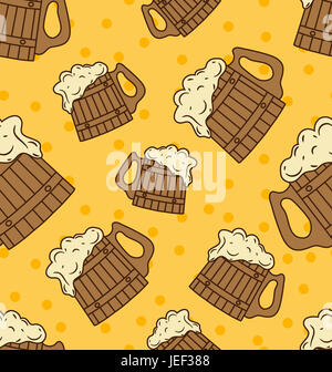 Beer mug with foam seamless pattern. Masses of light beer, pint of ale ...