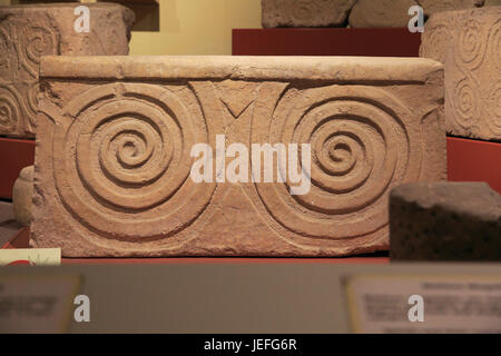 Carved stone neolithic spiral design, National Museum of Archaeology ...