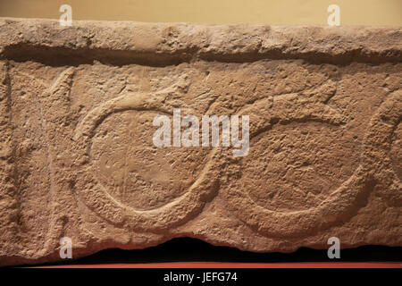 Carved stone neolithic spiral design, National Museum of Archaeology ...