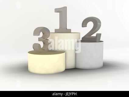 3d render illustration of winners podium with first, second, and third ...