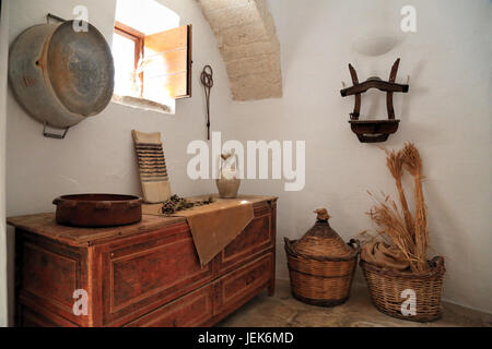 Italy Alberobello the inside of the Trulli houses of feudal age Stock ...
