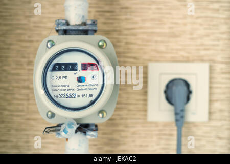 Gas meter installation closeup Stock Photo - Alamy