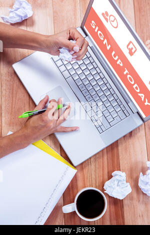 Composite image of pink sign up today Stock Photo - Alamy