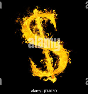 Composite image of american dollar on fire Stock Photo - Alamy
