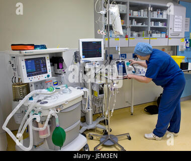 Before a hospital surgical session, an ODP anaesthetics practitioner ...