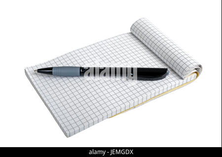 Block Notes and pen isolated on white Stock Photo - Alamy