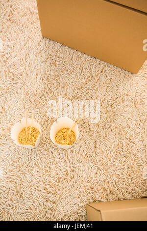 Two white noodles boxes Stock Photo - Alamy