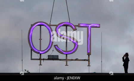 Large letters spelling the word 'OST' (meaning 'east' in German) are ...