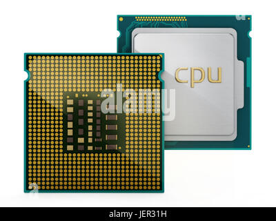 Two CPUs isolated on white background. 3D illustration Stock Photo - Alamy