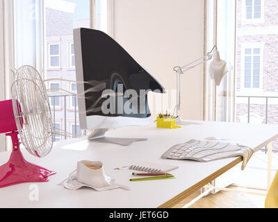 heatwave in the office. 3d rendering Stock Photo - Alamy