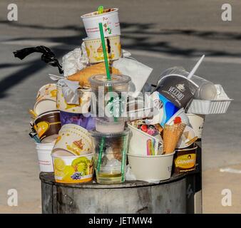 overfull garbage ton, Duesseldorf, April 9, 2017. | usage worldwide ...