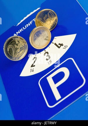 Parking disc with different eurocoins and cent coins, Parkscheibe mit ...