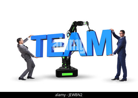 Teamwork concept with businessman and robotic arm Stock Photo - Alamy