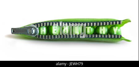 Snap peas pod with zipper over a white background Stock Photo - Alamy