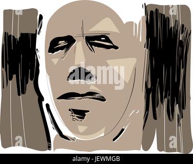 sketch caricature drawing illustration of severe man in suit Stock ...